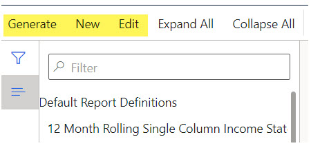 Financial reports – using default reports