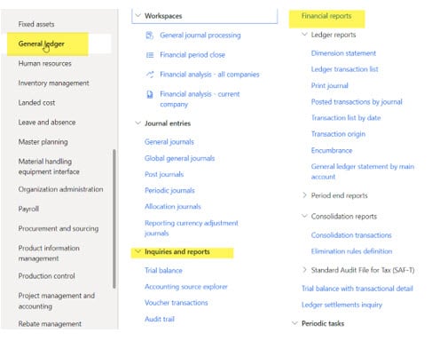Financial reports – using default reports