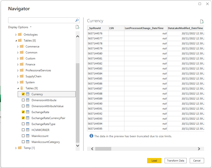 Create a Power BI report using D365FO data from Azure Data Lake