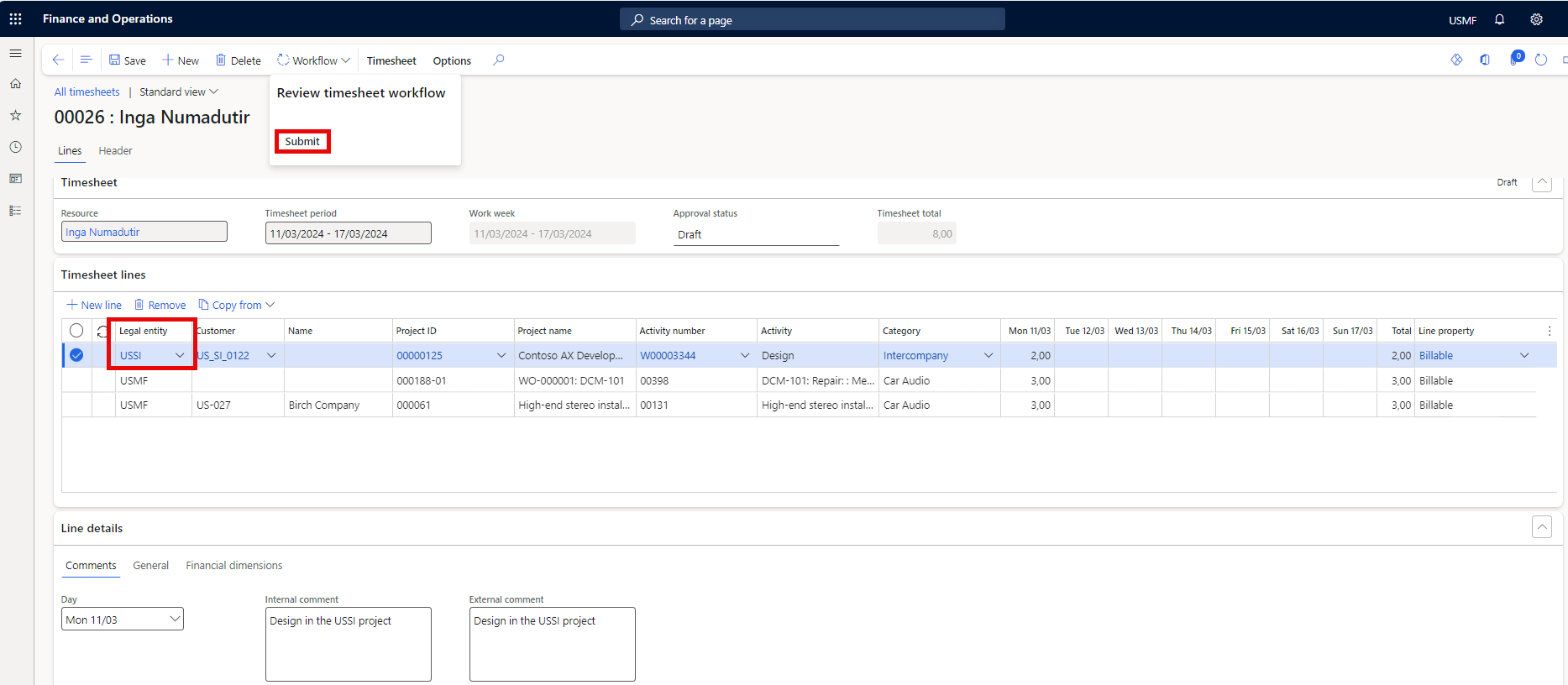 Intercompany timesheets setup and process