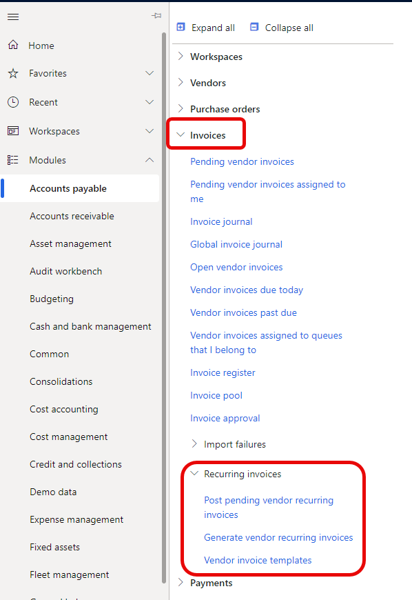 Recurring AP invoices