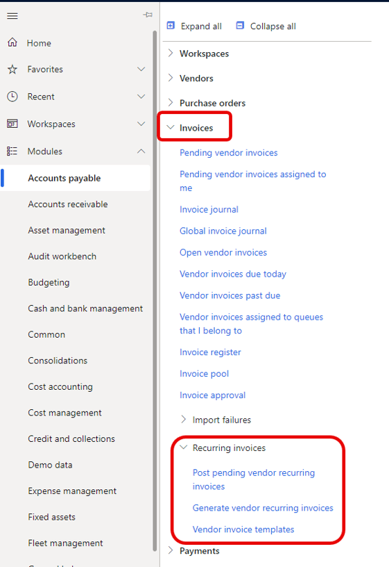 Recurring AP invoices