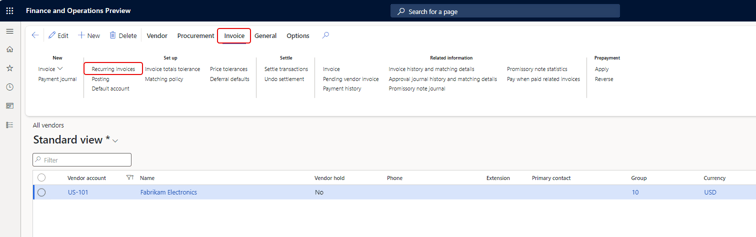 Recurring AP invoices