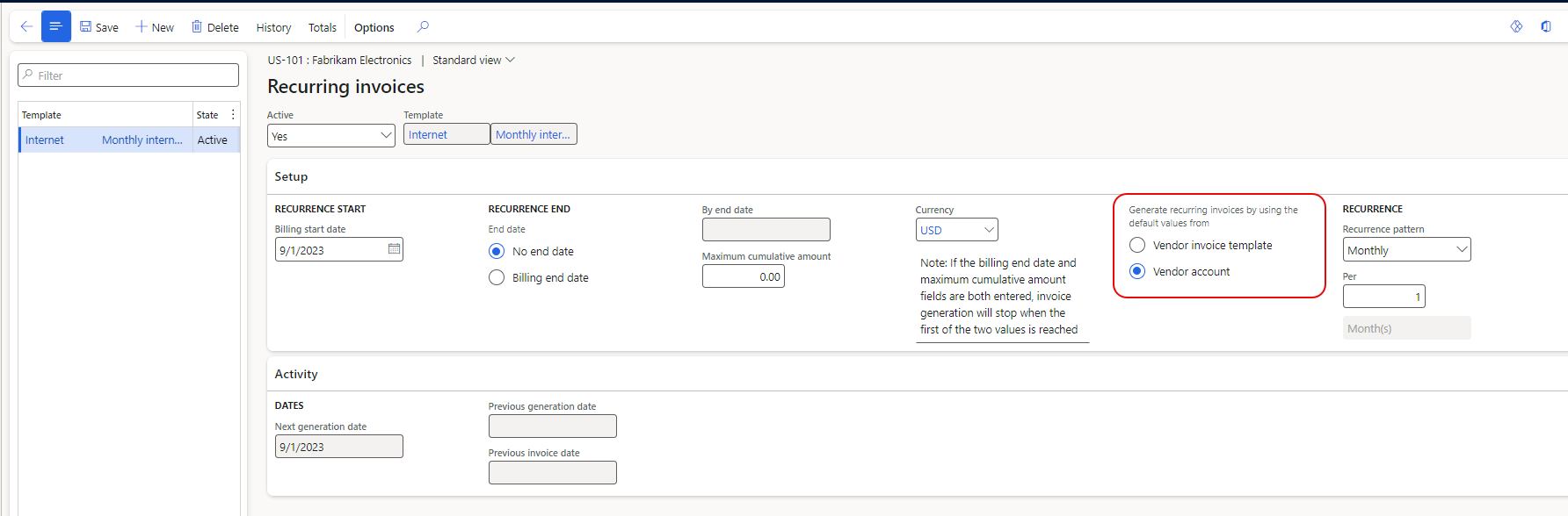 Recurring AP invoices