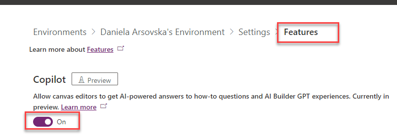 Enabling Copilot in Power Platform