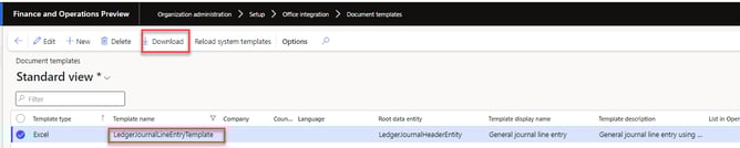 Modification of Excel templates in D365 FO