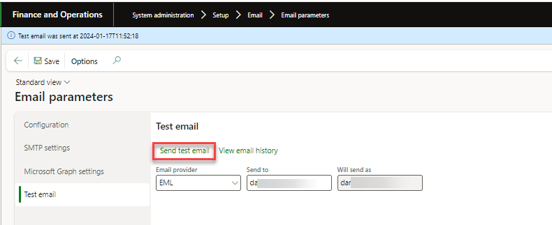 How to test if the Email was sent in D365 Finance and Operations