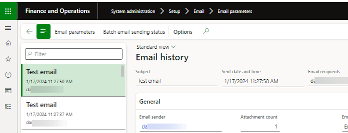 How to test if the Email was sent in D365 Finance and Operations
