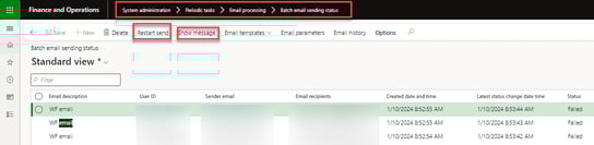 How to test if the Email was sent in D365 Finance and Operations