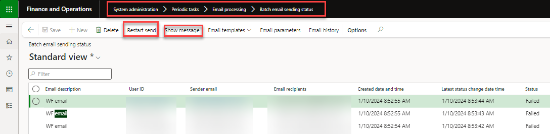 How to test if the Email was sent in D365 Finance and Operations
