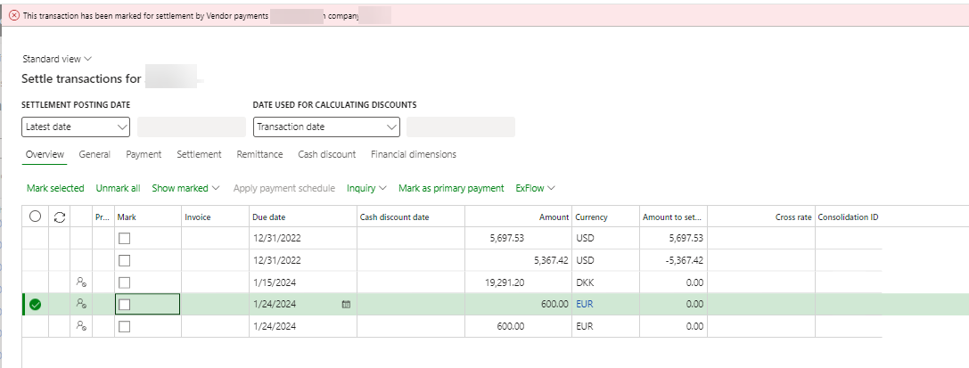 Marked Transaction Detail form in Microsoft Dynamics 365 Finance and ...