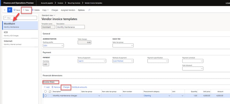 Recurring AP invoices