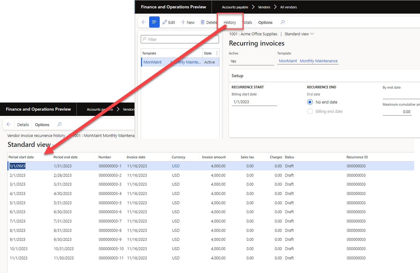 Recurring AP invoices