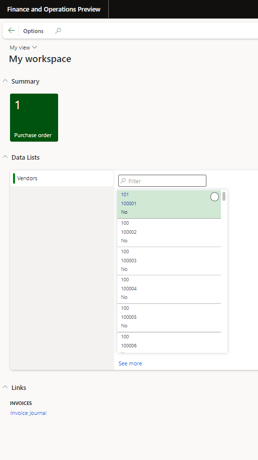 Add list and link to the workspace